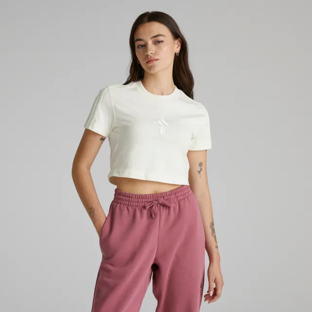 Manchester United x adidas Womens ALL SZN 3-Stripes Slim T-Shirt Off ...