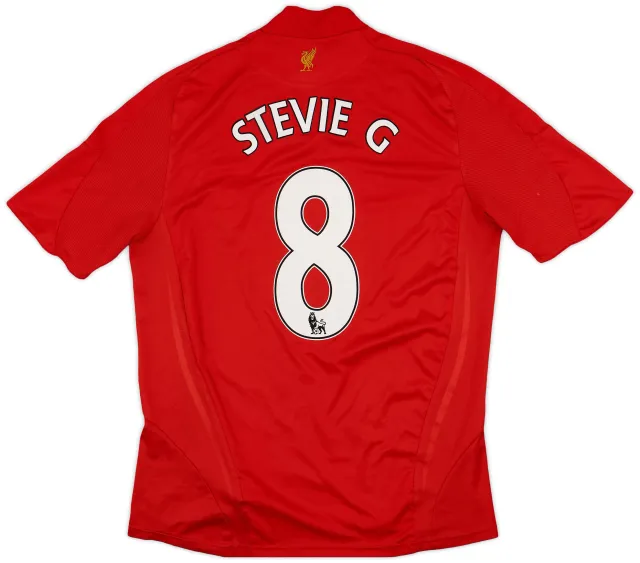adidas 2008-10 Liverpool Home Shirt Stevie G #8 - 7/10 - (L ...