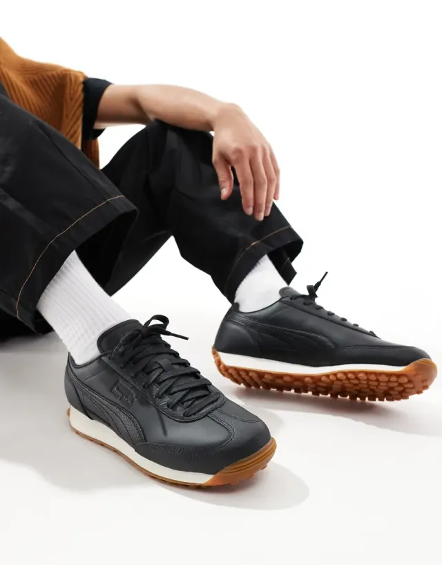Puma Easy Rider Leather Trainers In Black | 399029_01 | FOOTY.COM