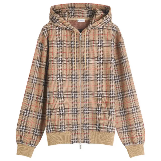 Burberry Men's Check Zip Hoodie Nut Ip Check | 8102881-C2044 | FOOTY.COM