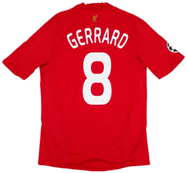 adidas 2008-10 Liverpool Home Shirt Gerrard #8 - 7/10 - (M ...