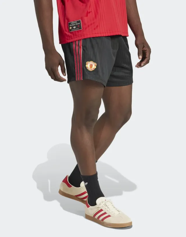 Adidas Originals Manchester United Terrace Icons Shorts In Black ...