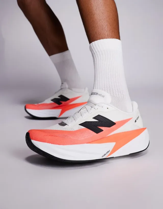 New Balance Men's FuelCell Rebel v5 in Red/White Synthetic | MFCXLV5 ...